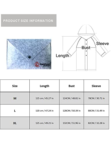 Muzeca EVA Raincoat Waterproof Rain Poncho Reusable Unisex Men Women Long Clear Rain Wear Pink Large