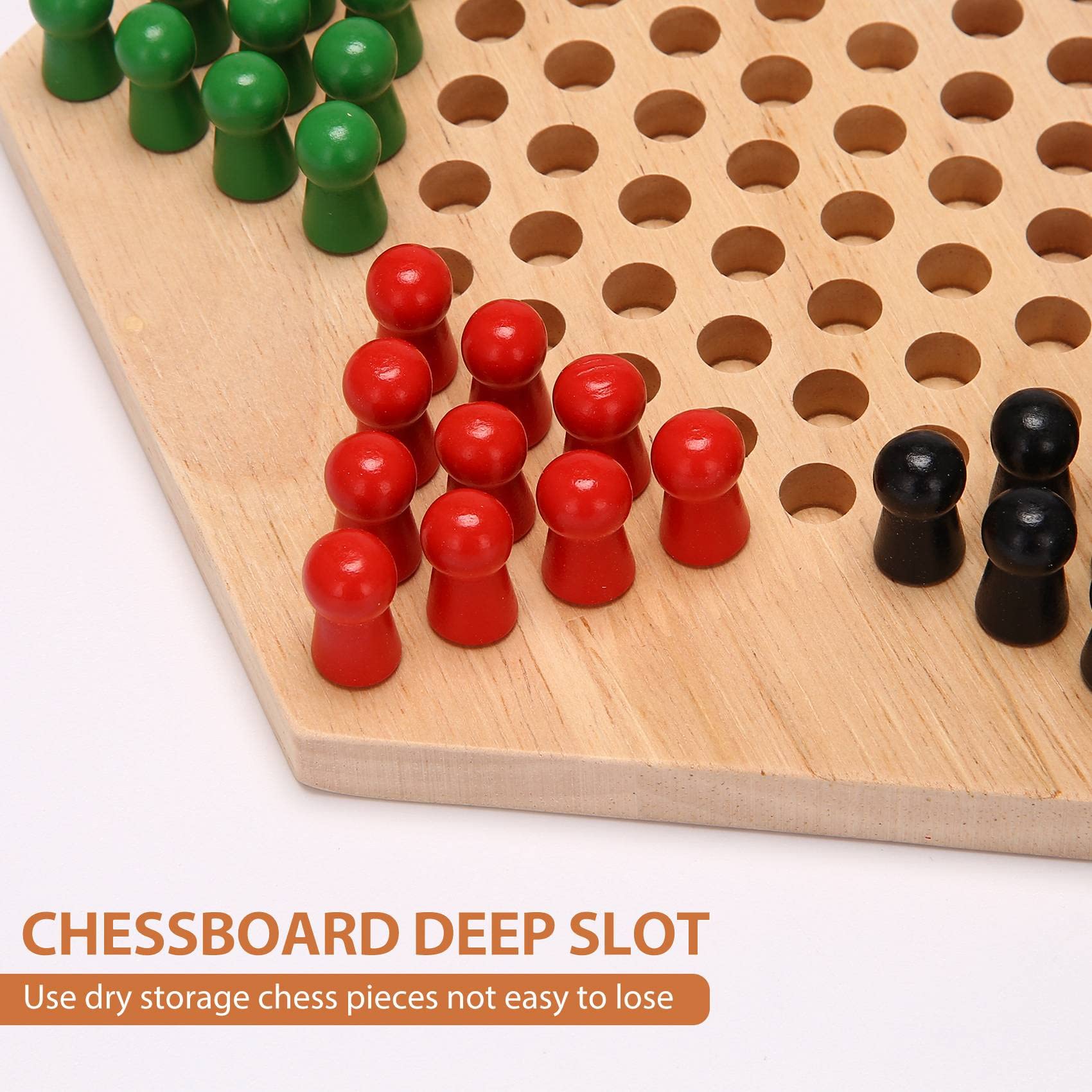 Spacesea Traditional Hexagon Wooden Chinese Checkers Family Game Set
