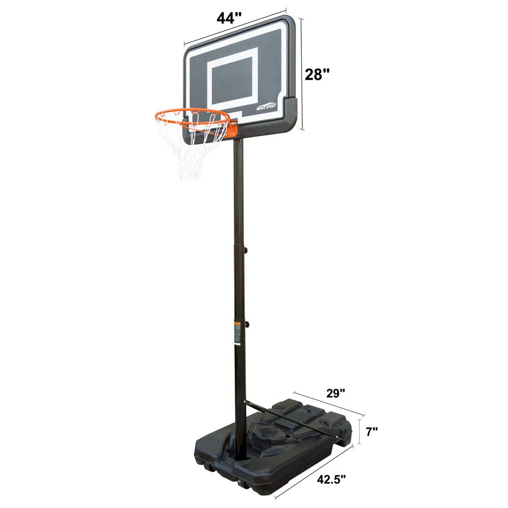 Movement God Pro Court Height-Adjustable Portable Basketball Hoop System with 44" Backboard White Border