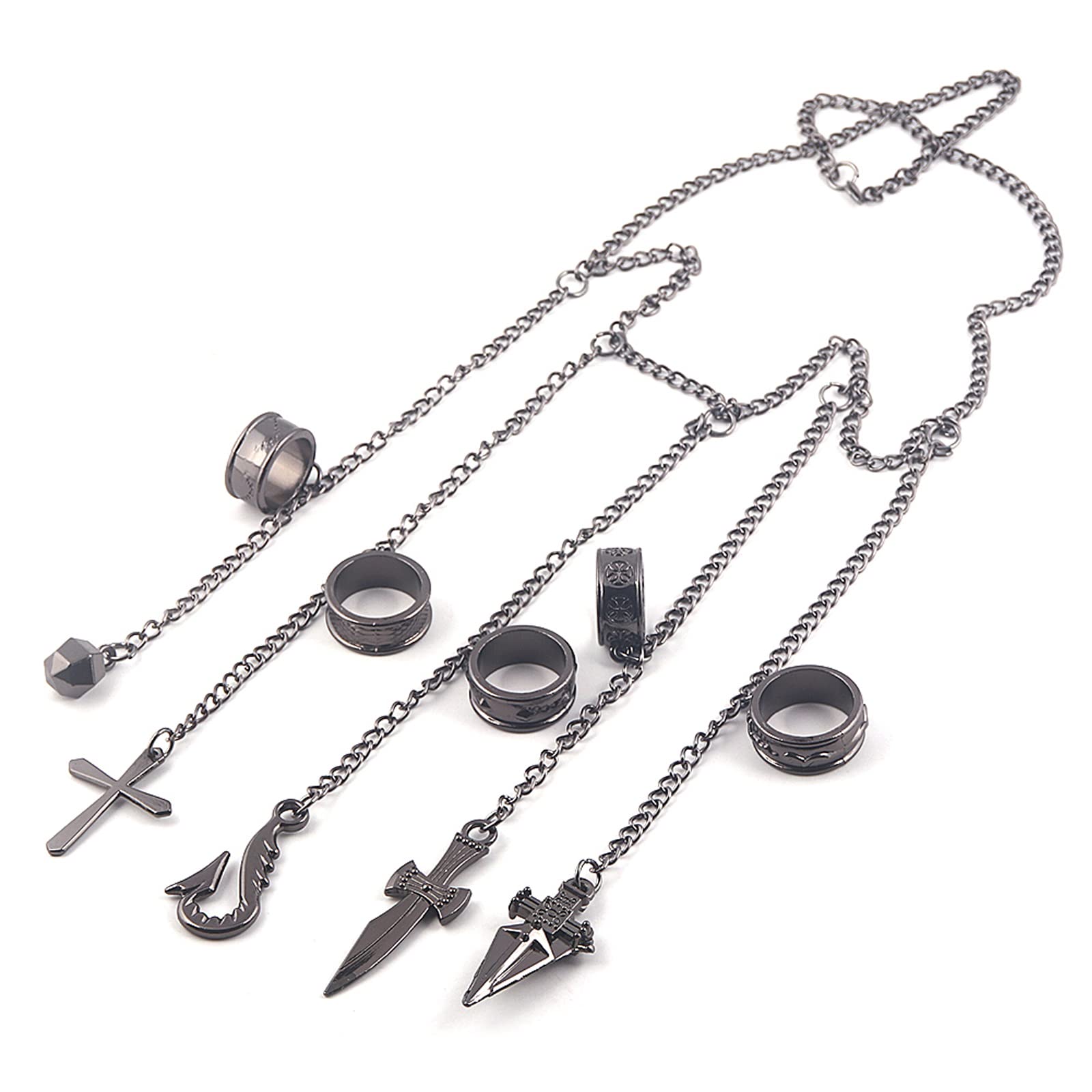 SONGCHANGJEWELRY HunterĆHunter - HXH Kurapika Rings Bracelet - Anime Cosplay Five Finger Rings Bracelet - Collection Jewelry Halloween Cosplay Gifts Men Women (Kurapika Bracelet Black)