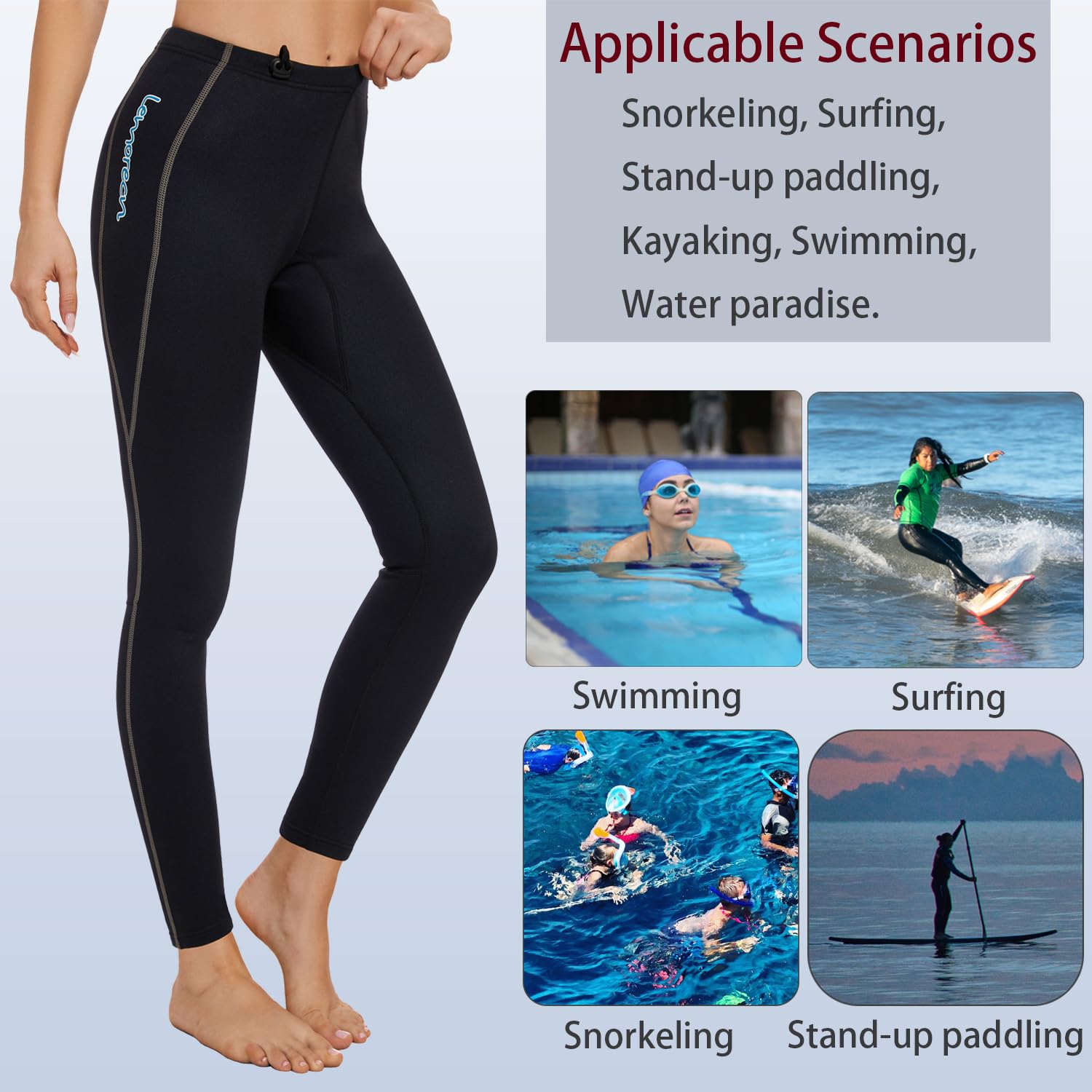Lemorecn Wetsuit Pants Women 1.5mm Neoprene for Swimming Canoeing Snorkeling Scuba Kayaking(1011-L)