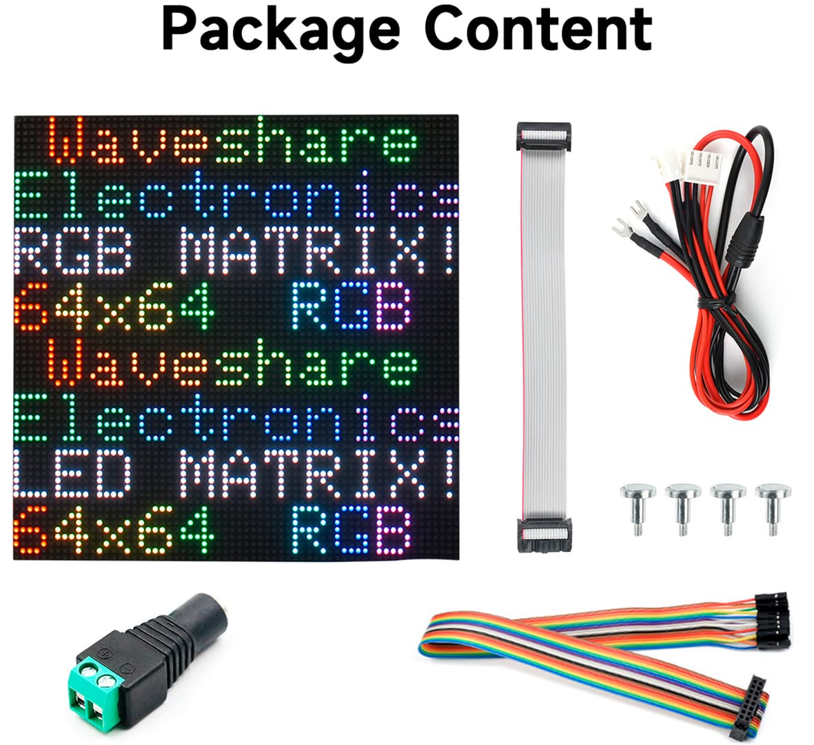 waveshare RGB Full Color LED Matrix Panel 64x64, 4096 RGB LEDs, 2mm Pitch, Adjustable Brightness, Display Text, Colorful Image, Animation,Compatible with Raspberry Pi/Raspberry Pi Pico / ESP32