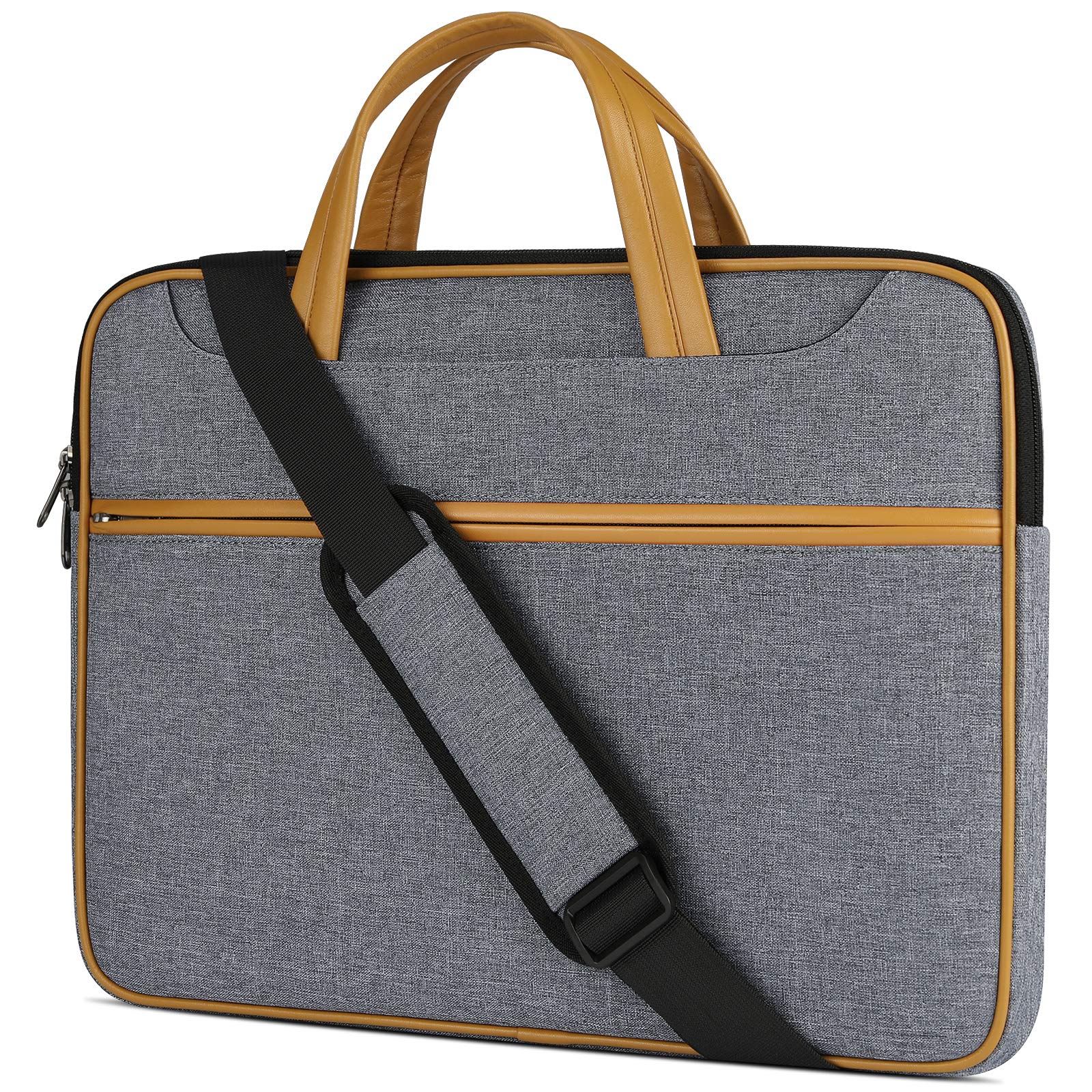 Laptop Case 13-14 inch Laptop Shoulder Bag Waterproof Computer Sleeve Carrying Business Bag for MacBook Air/Pro Notebook Portable Handle Laptop Messenger Bag Light Grey