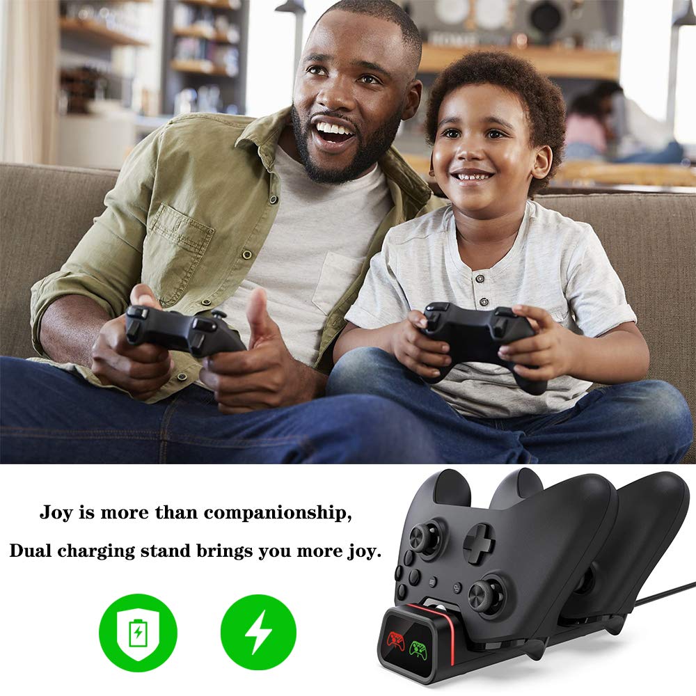 Megadream Dual Controller Charger for Xbox One/X/S, Dual Dock Xbox Battery Charging Station Controller Charging Stand Dock with 2 x 800mAh Rechargeable Battery Packs, LED Indicator Light