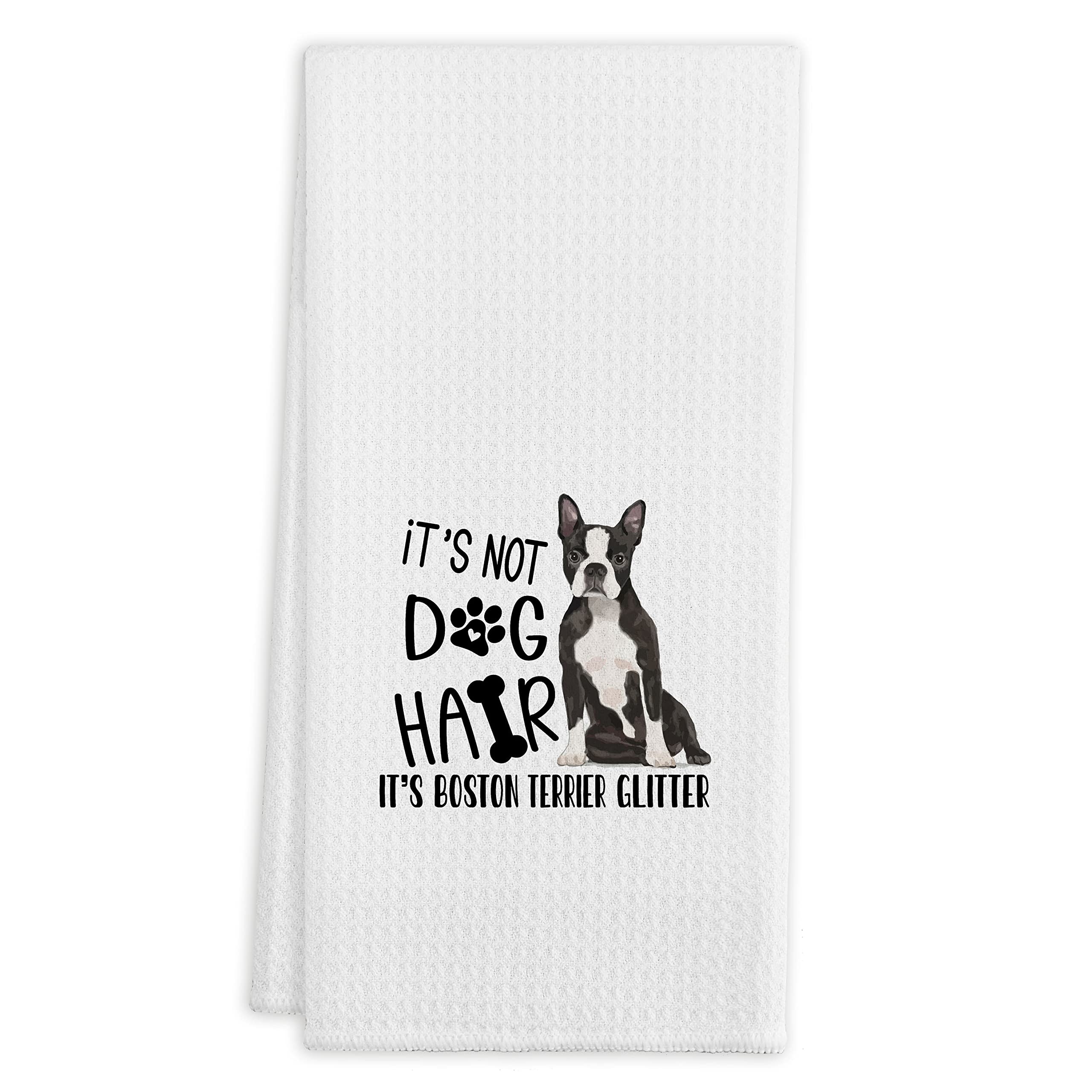 QIYUHOY It's Not Dog Hair It's Boston Terrier Glitter Kitchen Towels Tea Towels, 16 X 24 Inches Cotton Modern Dish Towels Dishcloths, Dish Cloth Flour Sack Hand Towel for Farmhouse Kitchen Decor