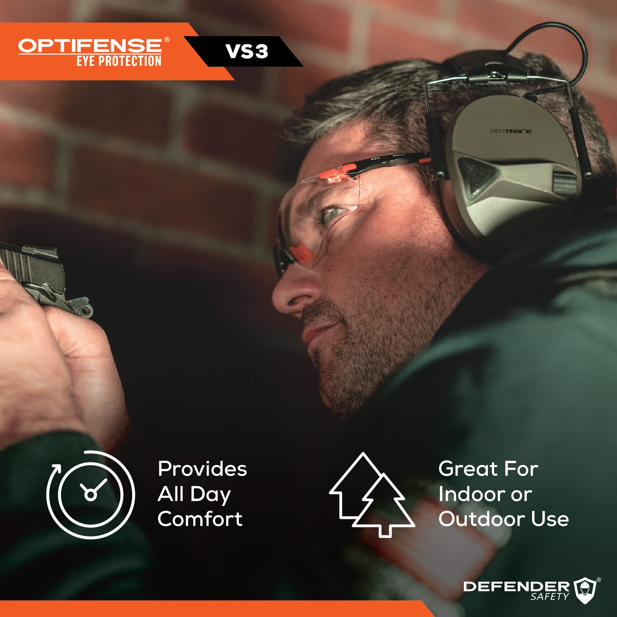 OPTIFENSE™ VS3 Anti Fog, Premium CLEAR/TINTED Safety Glasses, ANSI Z87+(Blue Frame, Clear Lens)