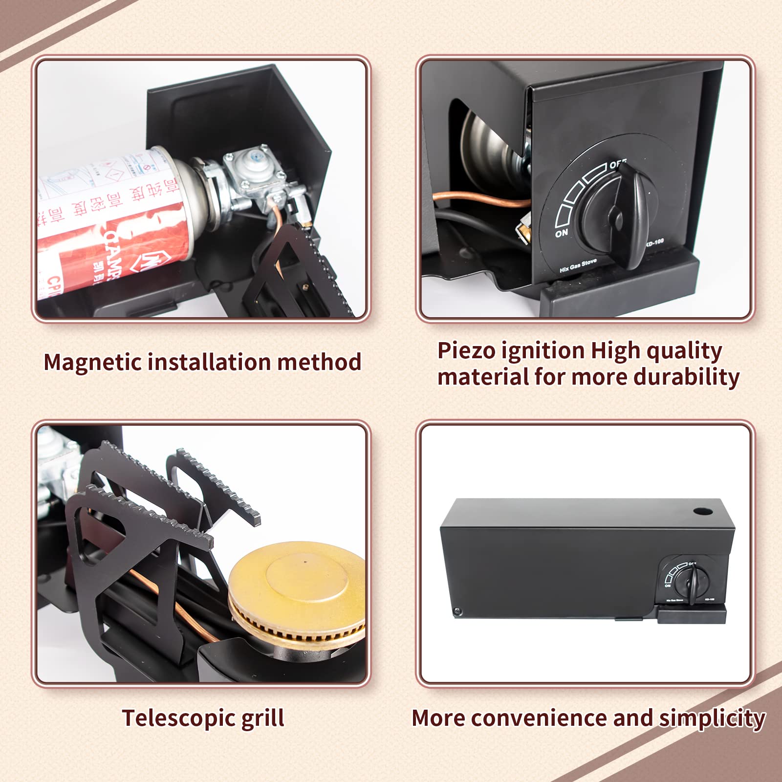 Portable Butane Camping Stove - Taschyas Foldable Portable Single Burner Butane Gas Small Compact Camp Stove, Camping and Backpacking Essentials