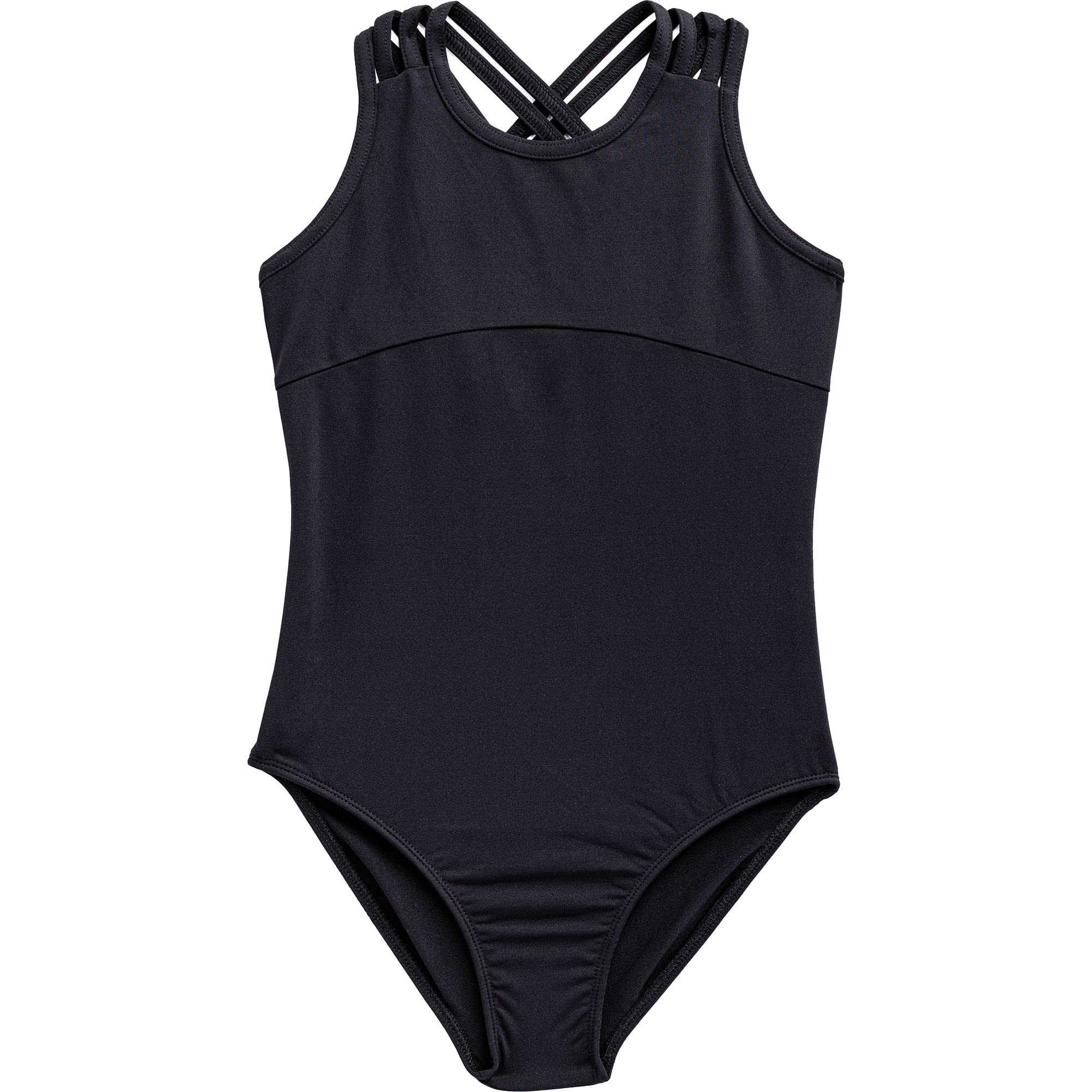 Rainbeau Moves Sustainable Girls Strappy Cami Leotard, Black
