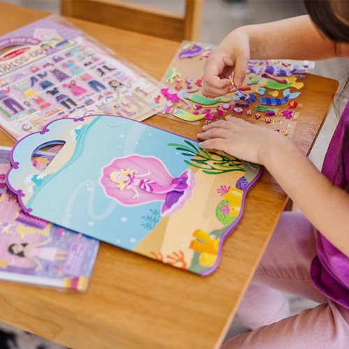 Melissa & Doug Puffy Sticker Activity Books Set: Dress-Up, Princess, Mermaid - 208 Reusable Stickers - FSC Certified