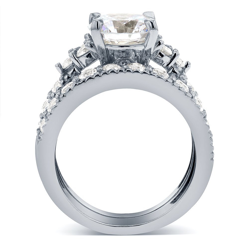 Kobelli Art Deco Moissanite Bridal Rings Set 3 CTW 14k White Gold, Size 6