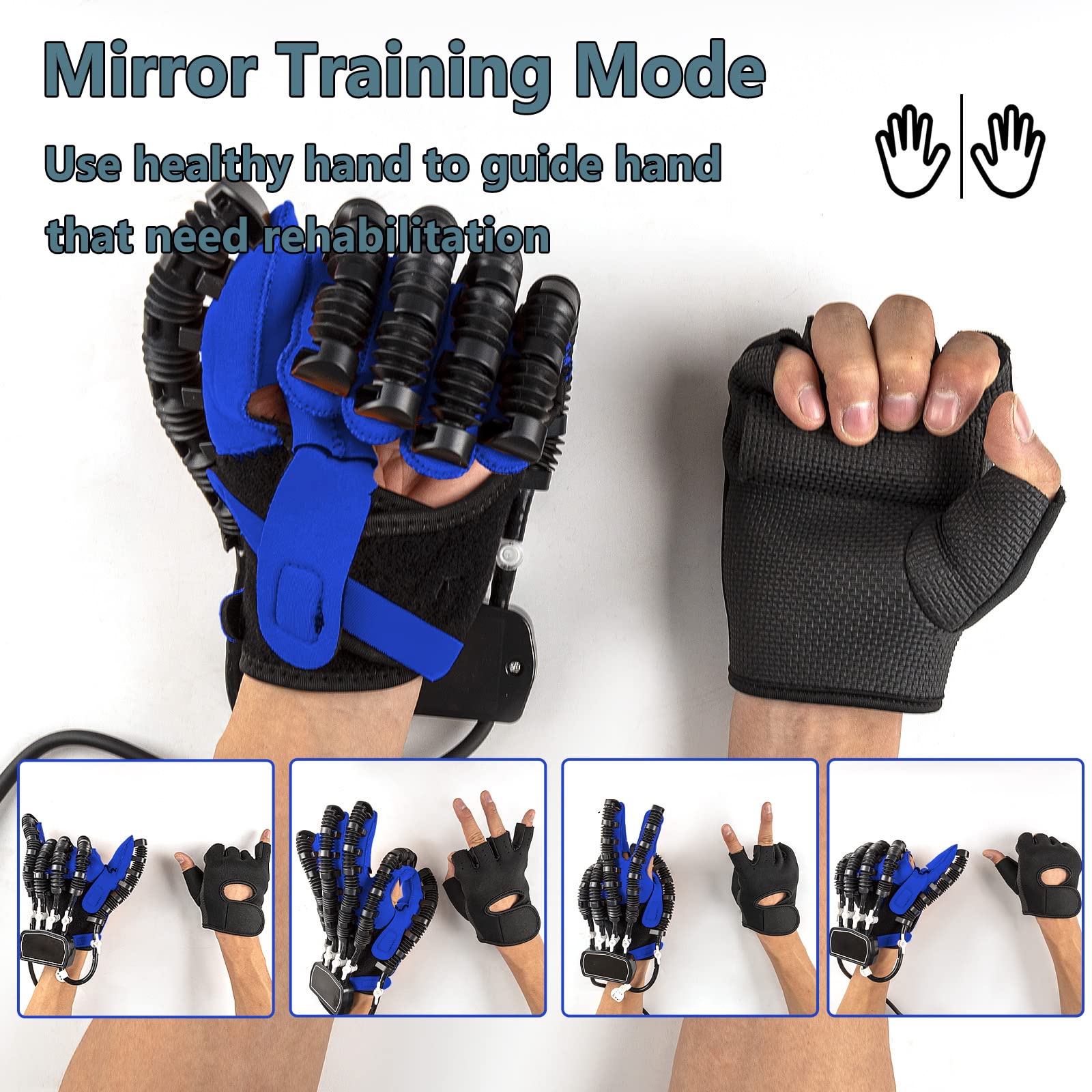 KCYXSMAX Rehabilitation Robot Gloves Flexion & Finger Exerciser Gloves Hand Strengthener Physical Therapy Equipment for Stroke Hemiplegia Hand Dysfunction Patient 9 Intensity Gears 3 Training Modes