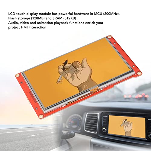 VINGVO HMI Display, 8 GPIO 800x480 Resolution 1024 Bytes HMI LCD Display 5.0in for Car