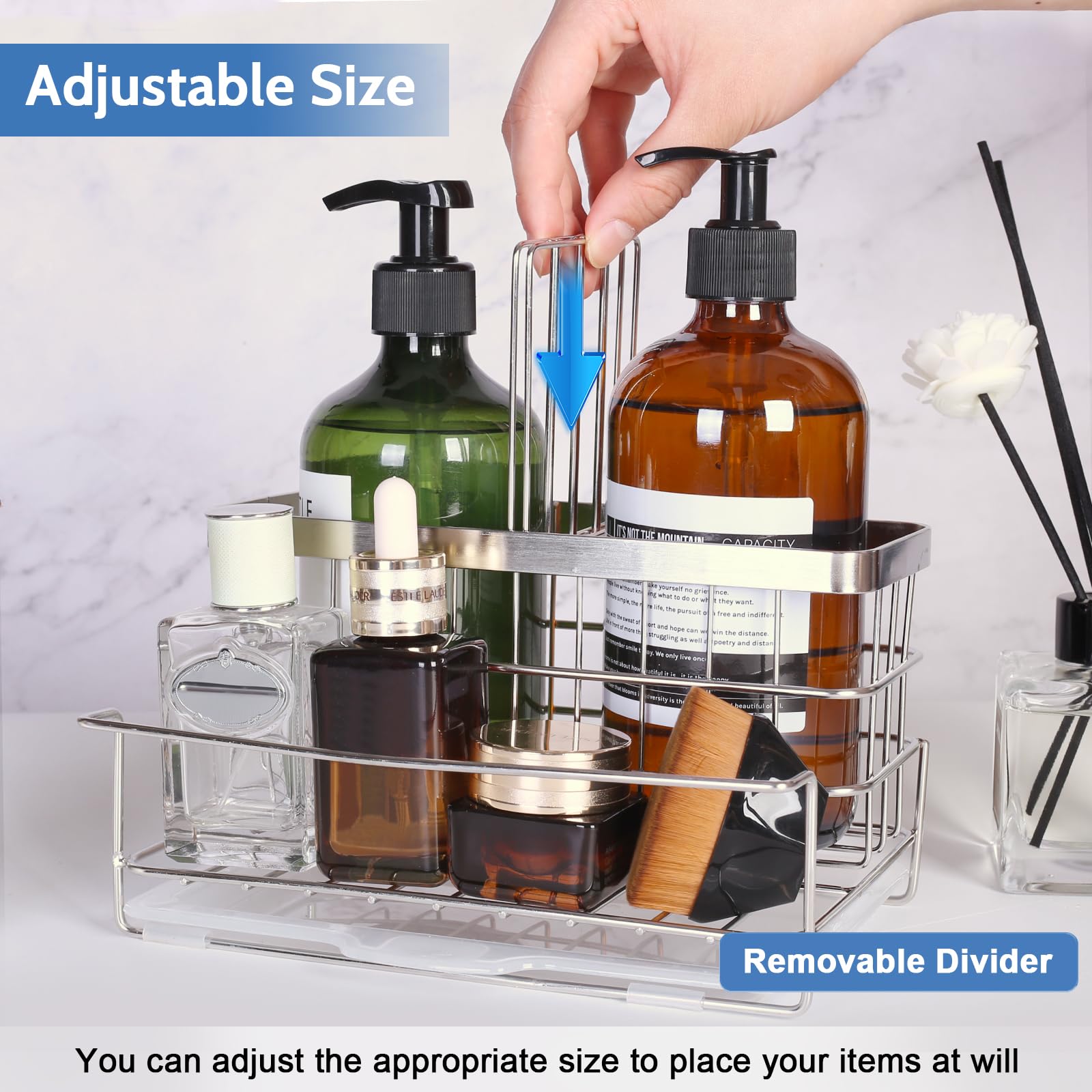 Optish Sponge Holder for Kitchen Sink, Rustproof Soon Neat Kitchen Sink Caddy with Drip Tray, Non-Slip Kitchen Sink Organizer with Brush Holder for Countertop
