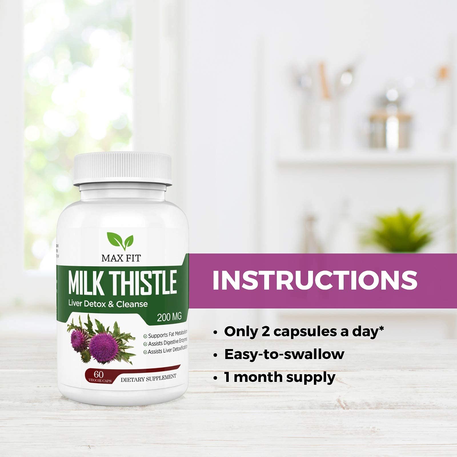 Liver Cleanse Supplement - Milk Thistle Extract Capsules - Natural 24 Potent Herbs: Formula - Promote Healthy Liver Function, All-in-One Liver Repair & Regeneration