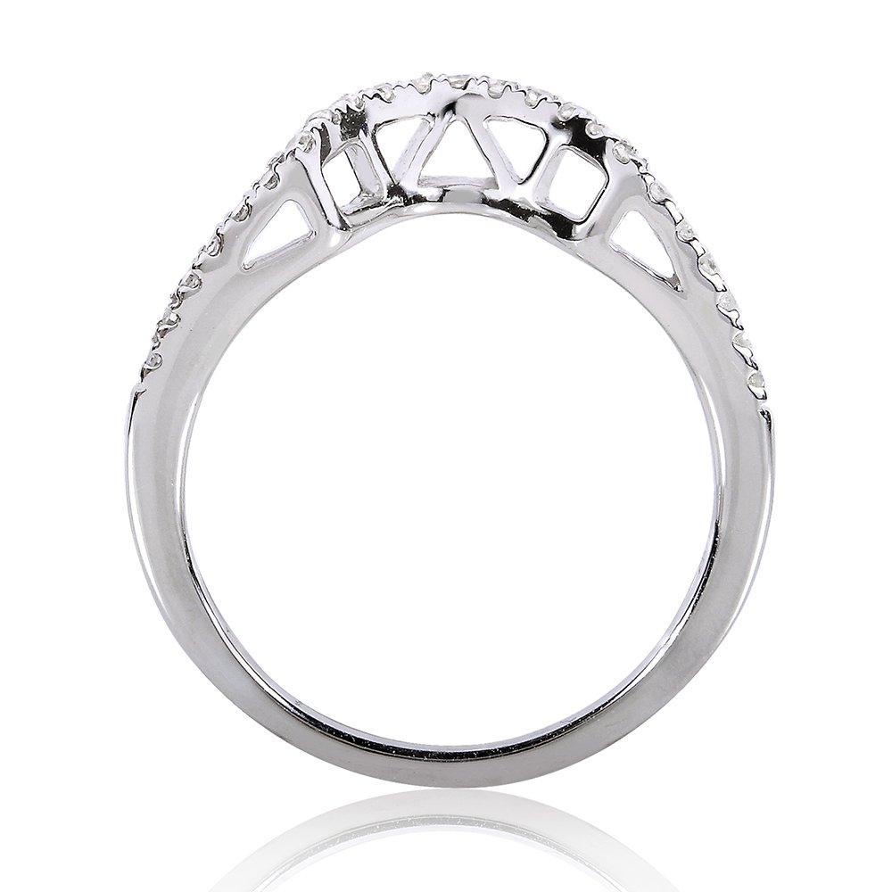 Kobelli Contoured Diamond Band 1/10 Carat (ctw) in 10k White Gold (Matching Band to Ring 61956-E), Size 10