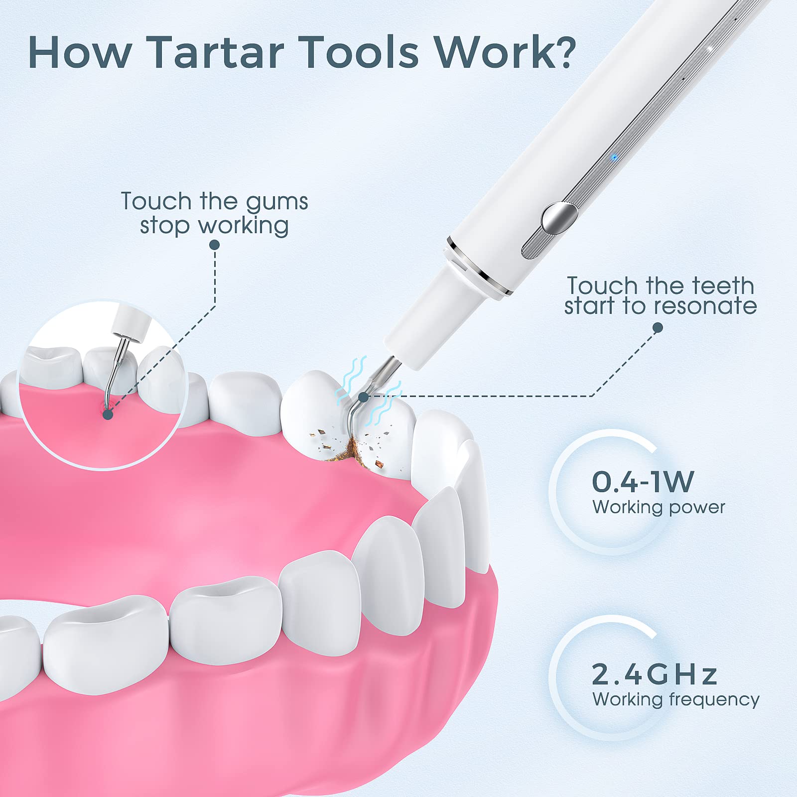 Teeth Cleaning kit, Electric Tooth Cleaning Tool with LED Light,Tooth Cleaner with 3 Modes, Home Teeth Cleaner with 3 Replaceable Inlet Sleeves