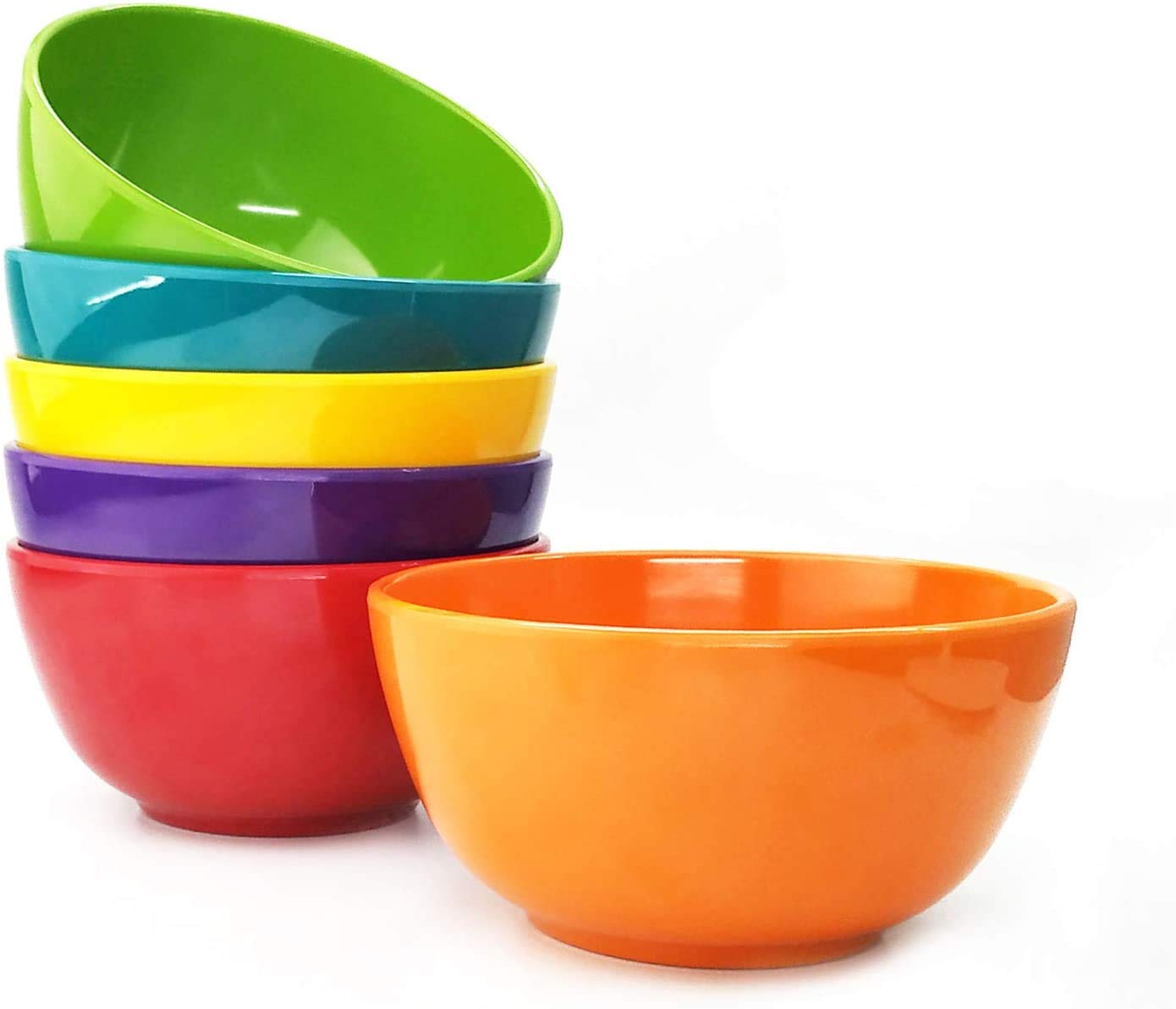Set of 6 100% Melamine 28oz Salad Bowls Set,6 inch Round Melamine Soup Cereal Bowls,Melamine Dinnerware sets for Home Dinner Party or Picnic,Break-resistant and BPA Free,Multicolor