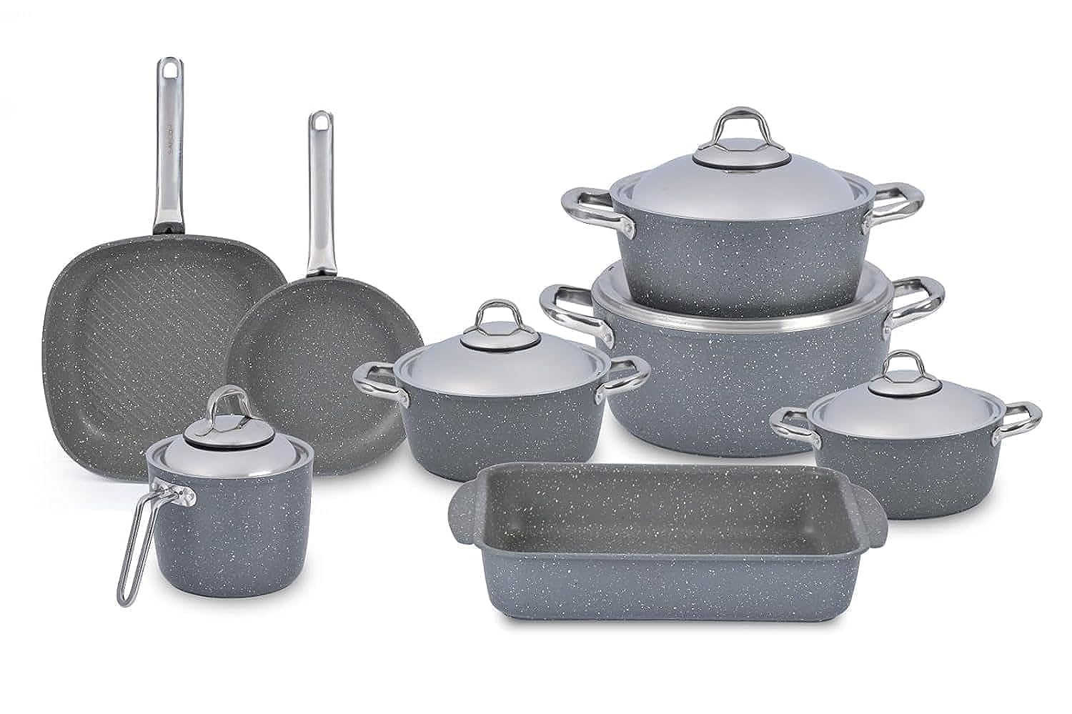 Saflon Titanium Nonstick 11 Inch Crepe Pan Forged Aluminum with PFOA Free Scratch Resistant Coating (Gray)