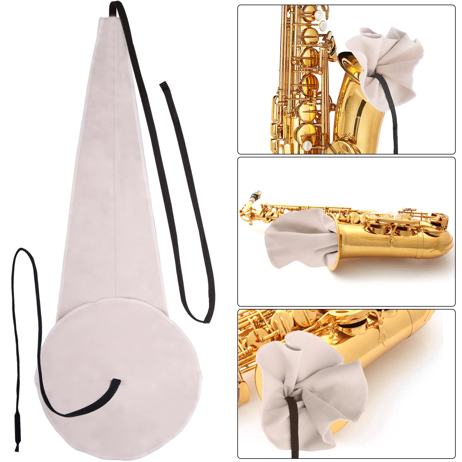 Saxophone Cleaning Kits with Case for Saxophone and Clarinet Flute Trumpet Instruments,8PCS Saxophone Mouthpiece Cushion,Mouthpiece Brush Microfiber Cleaning Cloth(Beige)