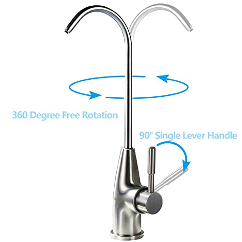 Water Filter Faucet, Fits Most Reverse Osmosis Water Filtration System, Kitchen Bar Sink Purifier Drinking Water Faucet, Stainless Steel,Lead-Free, Brushed, Single Handle