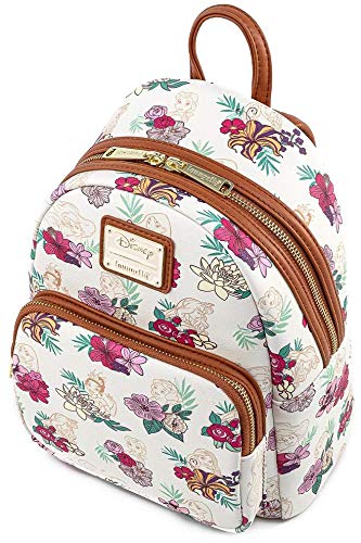 Loungefly Disney Princesses Floral Print Faux Leather Womens Double Strap Shoulder Bag Purse