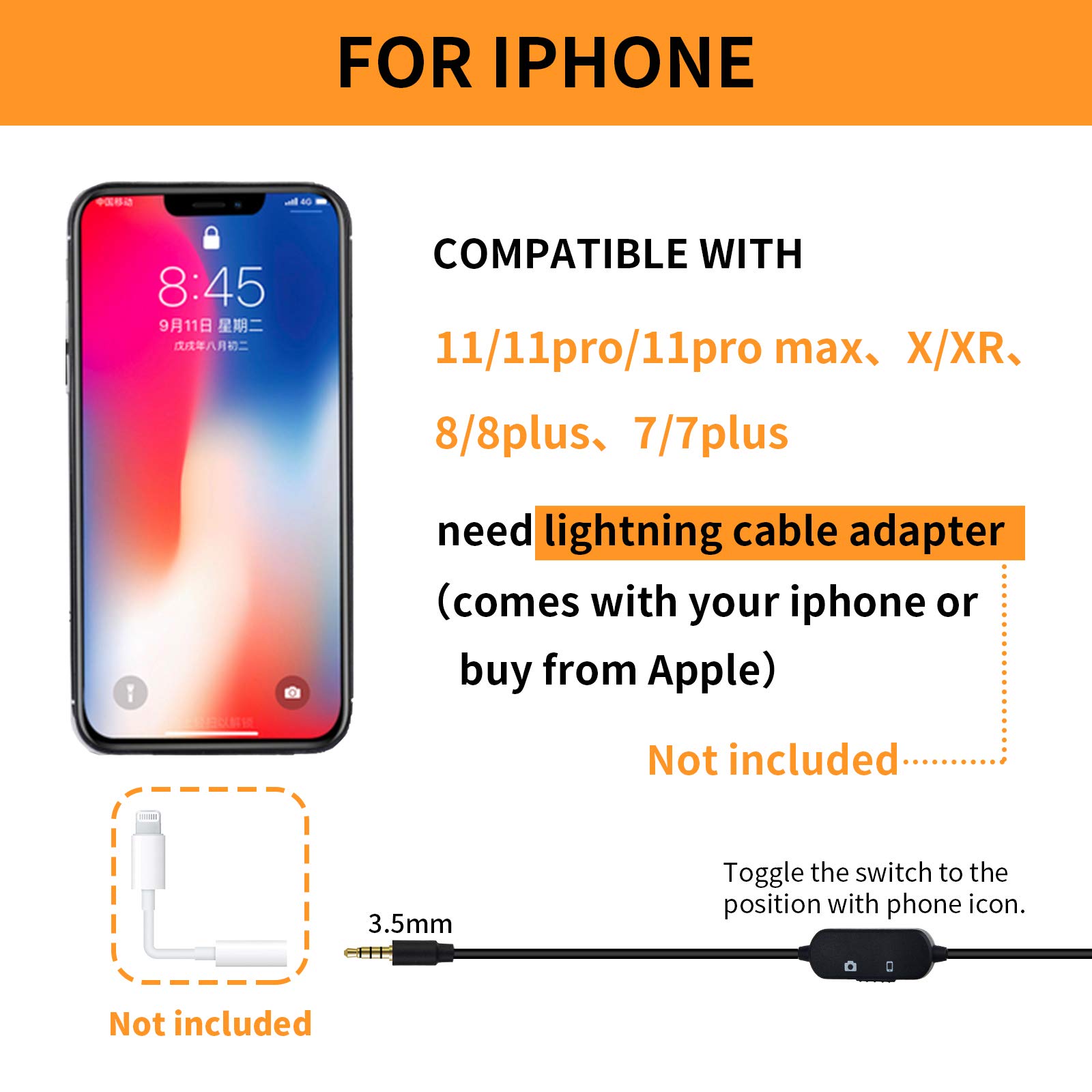 REALMIC Professional Lavalier Omnidirectional Condenser Microphone for iPone and Android Smartphone Audio Video Recording, Plug and Play-for YouTube Tiktok Podcast Interviews