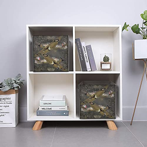 Watercolour Grunge and Splatter PU Leather Collapsible Storage Bins Canvas Cube Organizer Basket with Handles