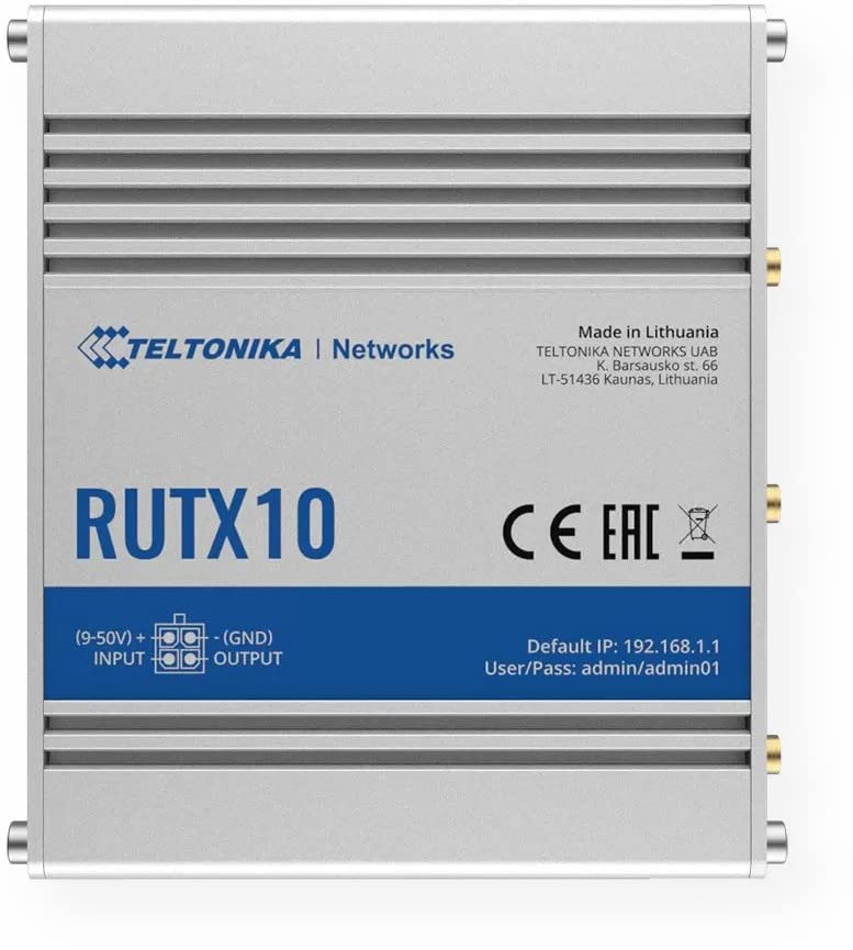 Teltonika RUTX10000200 Professional Ethernet Router, US PSU, 4 x Ethernet Ports, Digital Input/Output for Remote Monitoring, Compatible with Teltonika Remote Management System