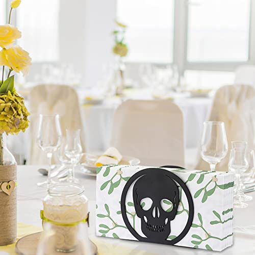Sumnacon 2Pcs Metal Napkin Holders - Stylish Cocktail Napkin Holders for Tabletop Kitchen Countertop Dining Table, Decorative Guest Towel Holders for Picnic Party Wedding Dining, Black Skull