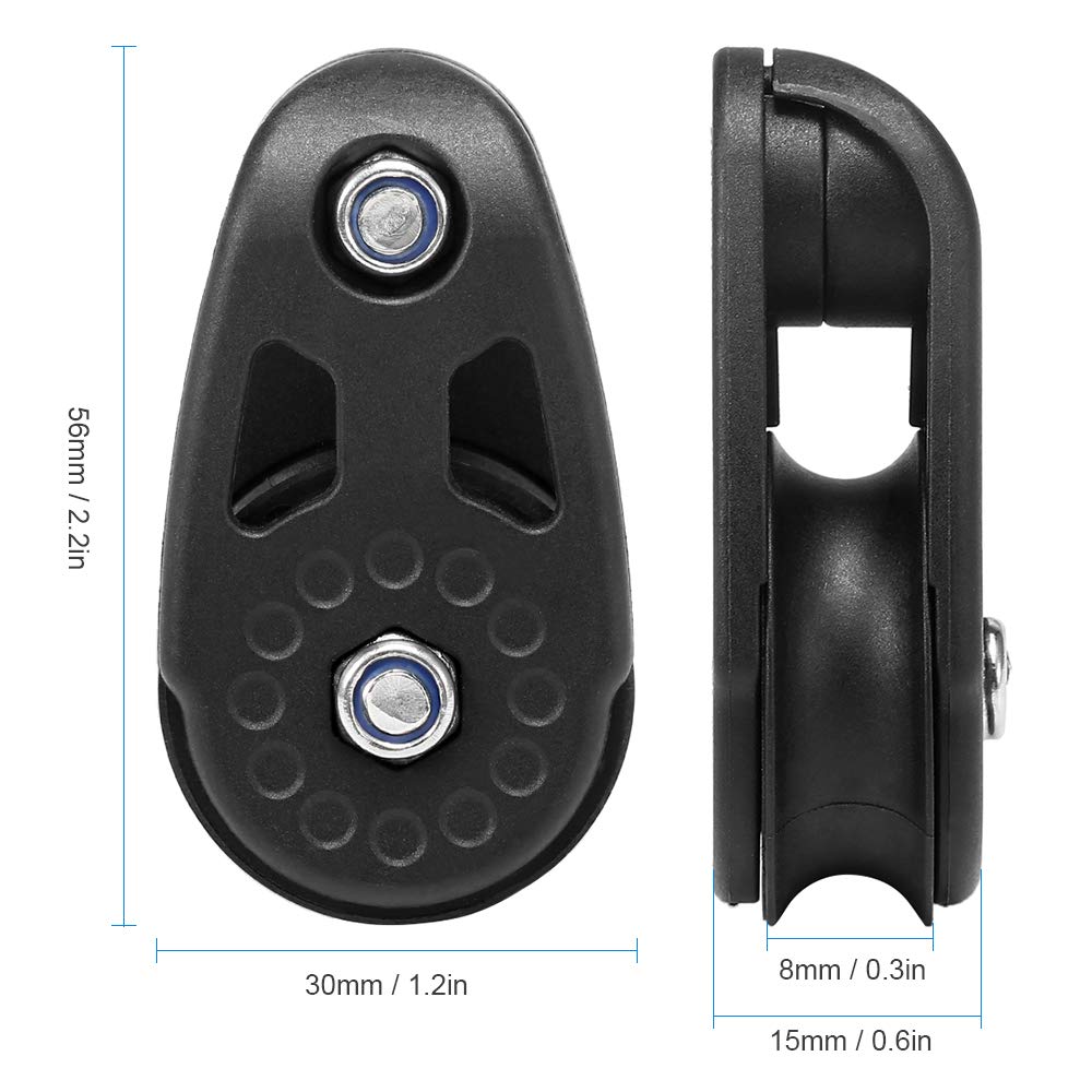LIXADA 2Pcs Kayak Slide Rail Anchor Trolley Kit Pulley Blocks for Kayak Canoe Boat