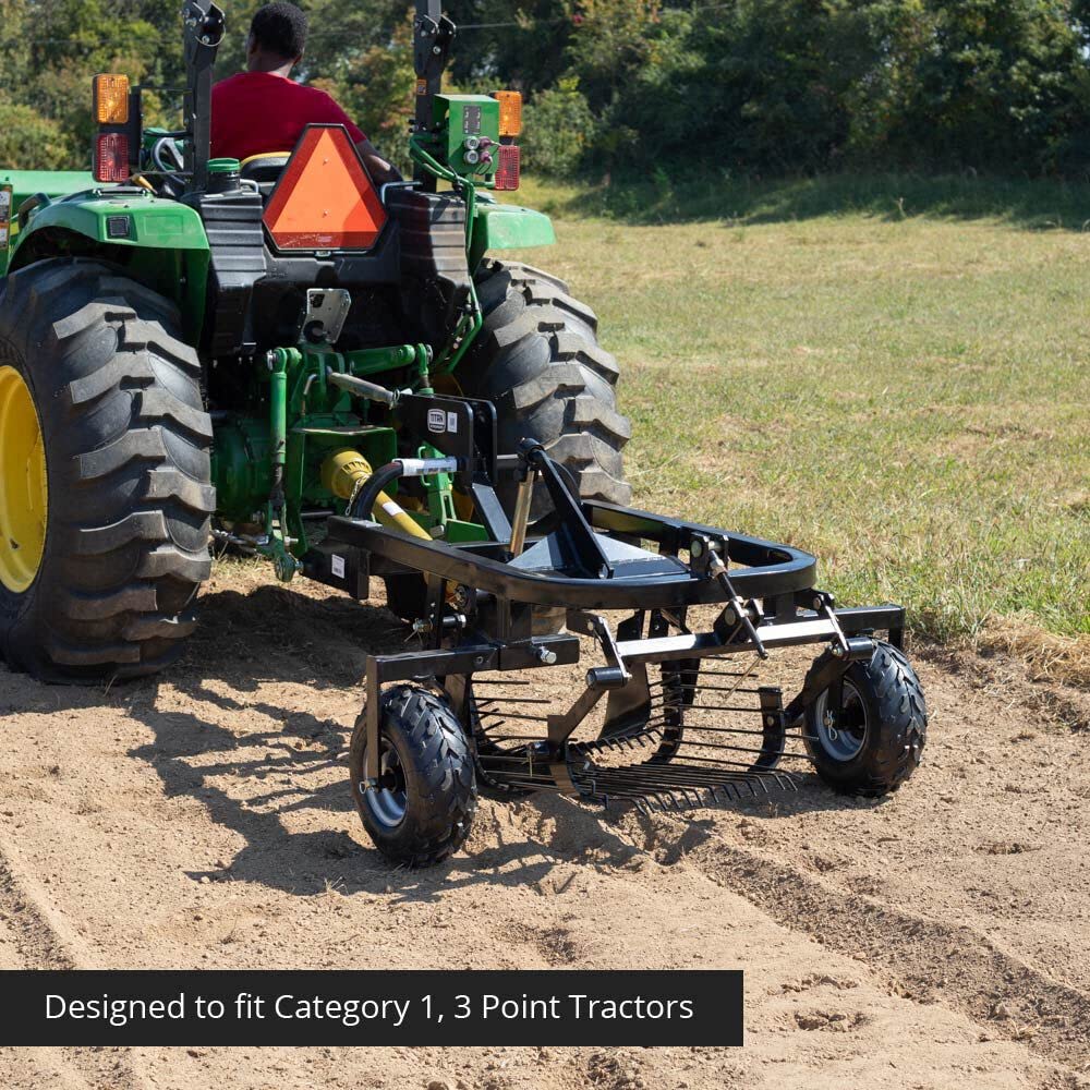 Titan Attachments 3 Point Potato Digger PTO Powered, Category 1 Tractor Attachment, Single-Row Potato Harvester
