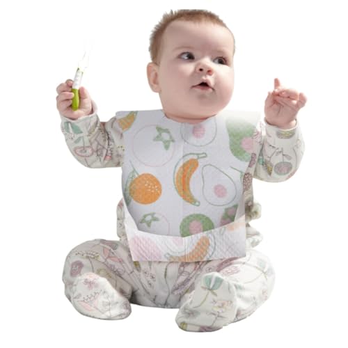 SUNVENO Disposable Bibs, Cute Baby Bib Waterproof for Toddlers with Adjustable Fastener, Individual Packaged, 60 Pieces