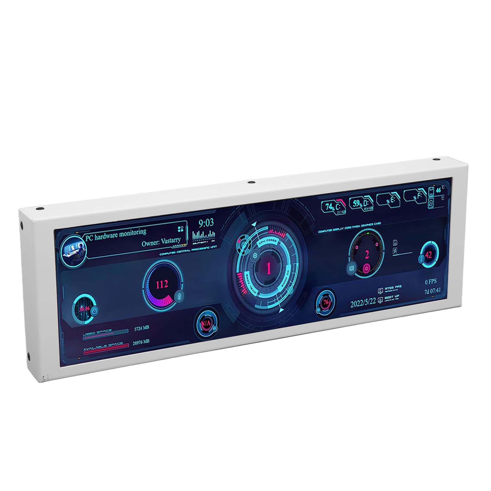 VINGVO PC CPU Data Monitor, 7.9in IPS 60HZ Refresh Rate Computer CPU Monitor for Chassis
