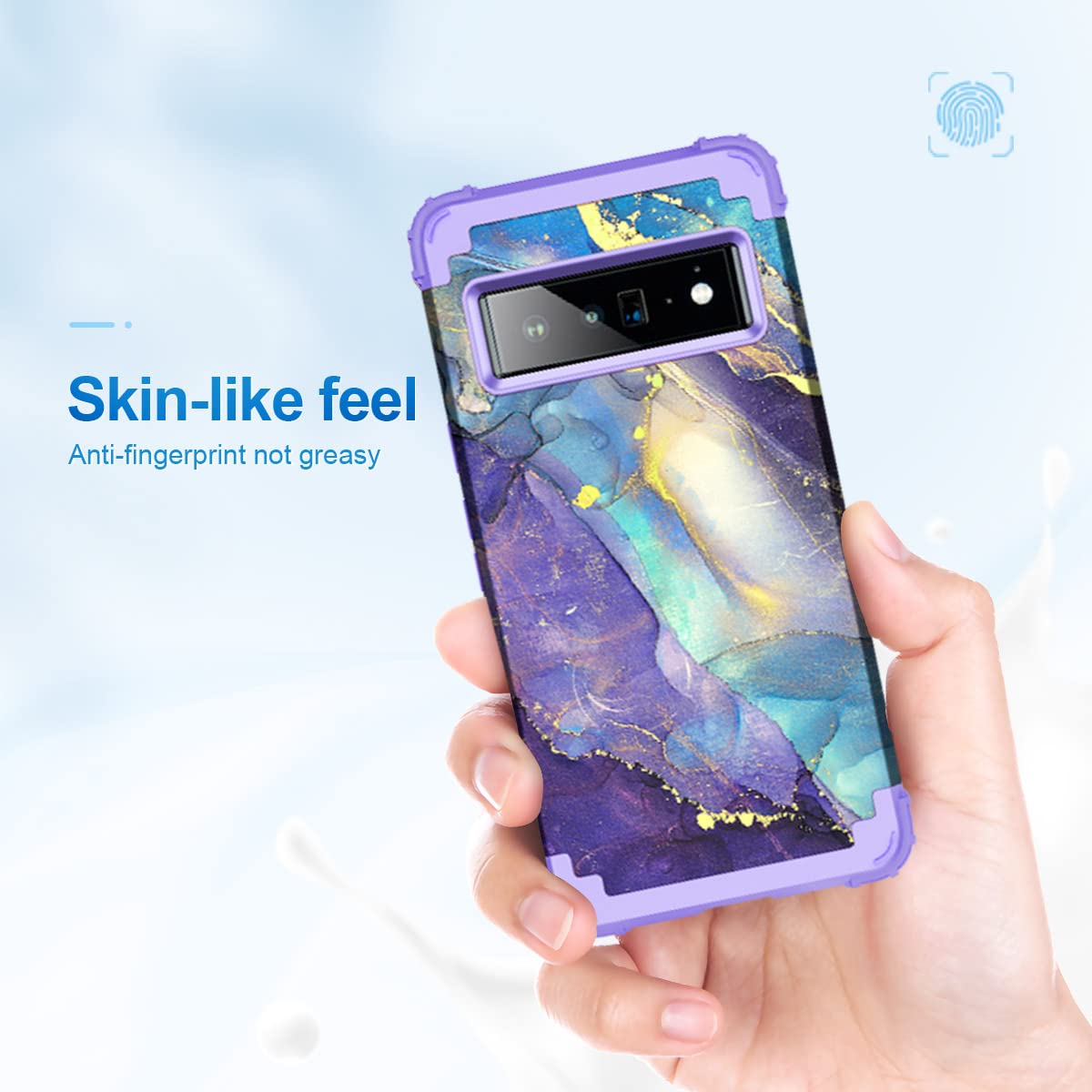 Rancase Compatible with Google Pixel 6 Pro Case,Three Layer Heavy Duty Shockproof Protection Hard Plastic Bumper +Soft Silicone Rubber Protective Case for Google Pixel 6 Pro Case,Purple