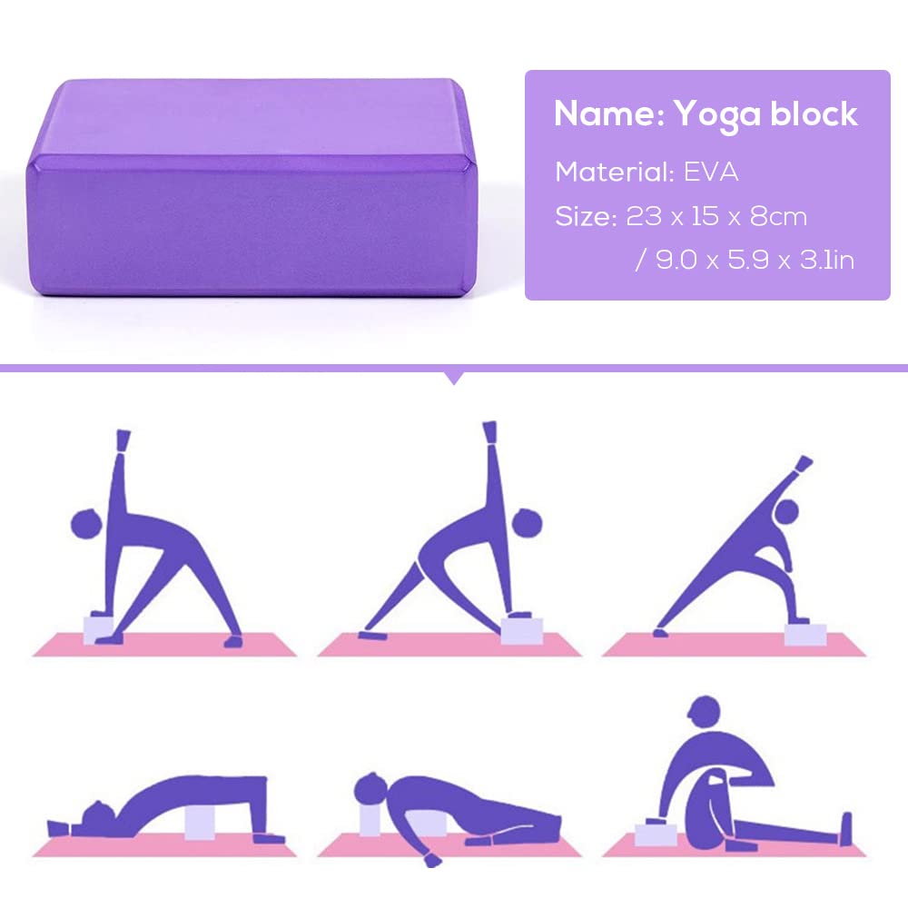 Lixada 5Pcs Yoga Ball Chair,Yoga Equipment Set Include Yoga Ball Yoga Blocks Stretching Strap Resistance Loop Band Exercise Band (Purple)