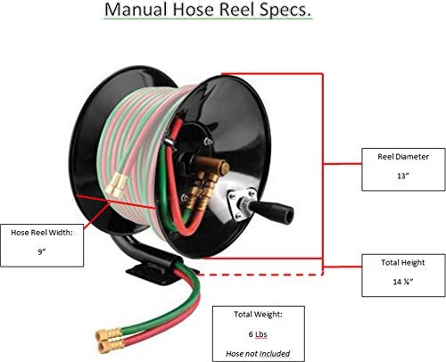 Weldcote HRMWOT Manual Hose Reel for 100 ft of Twin Gas Hose