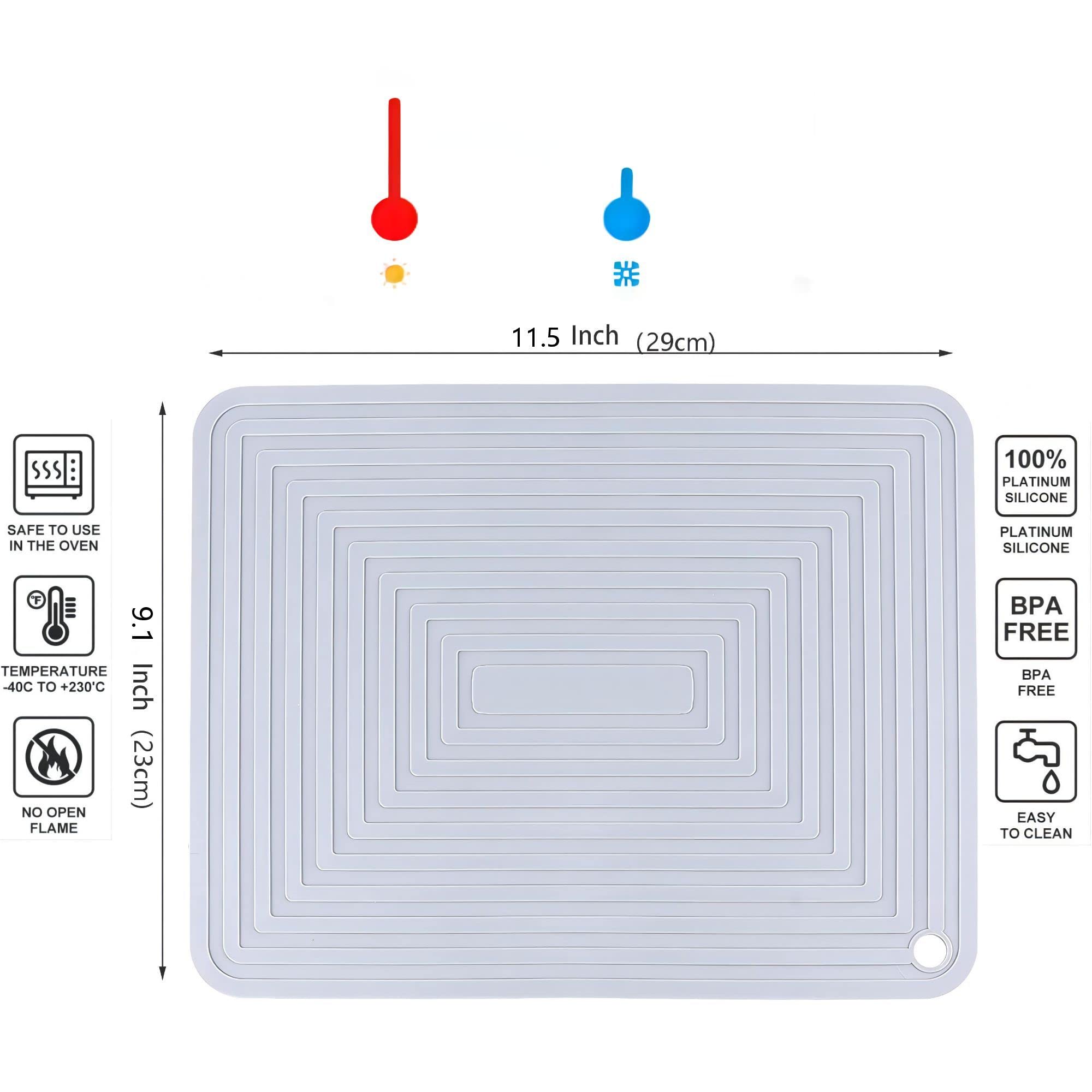 SUNMVEHOT Silicone Trivets Kitchen Gadgets Set, Silicone Trivets for Hot Dishes, Trivets for Hot Pots and Pans, Grey Silicone Hot Pads for Kitchen, Multi-Purpose Hot Pads Heat Resistant 2 Pack