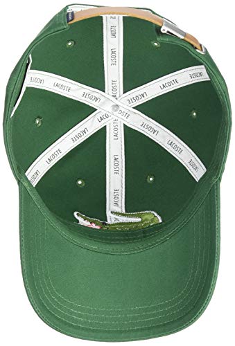 Lacoste Mens "Big Croc" Twill Adjustable Leather Strap Hat, Appalachan Green, One Size