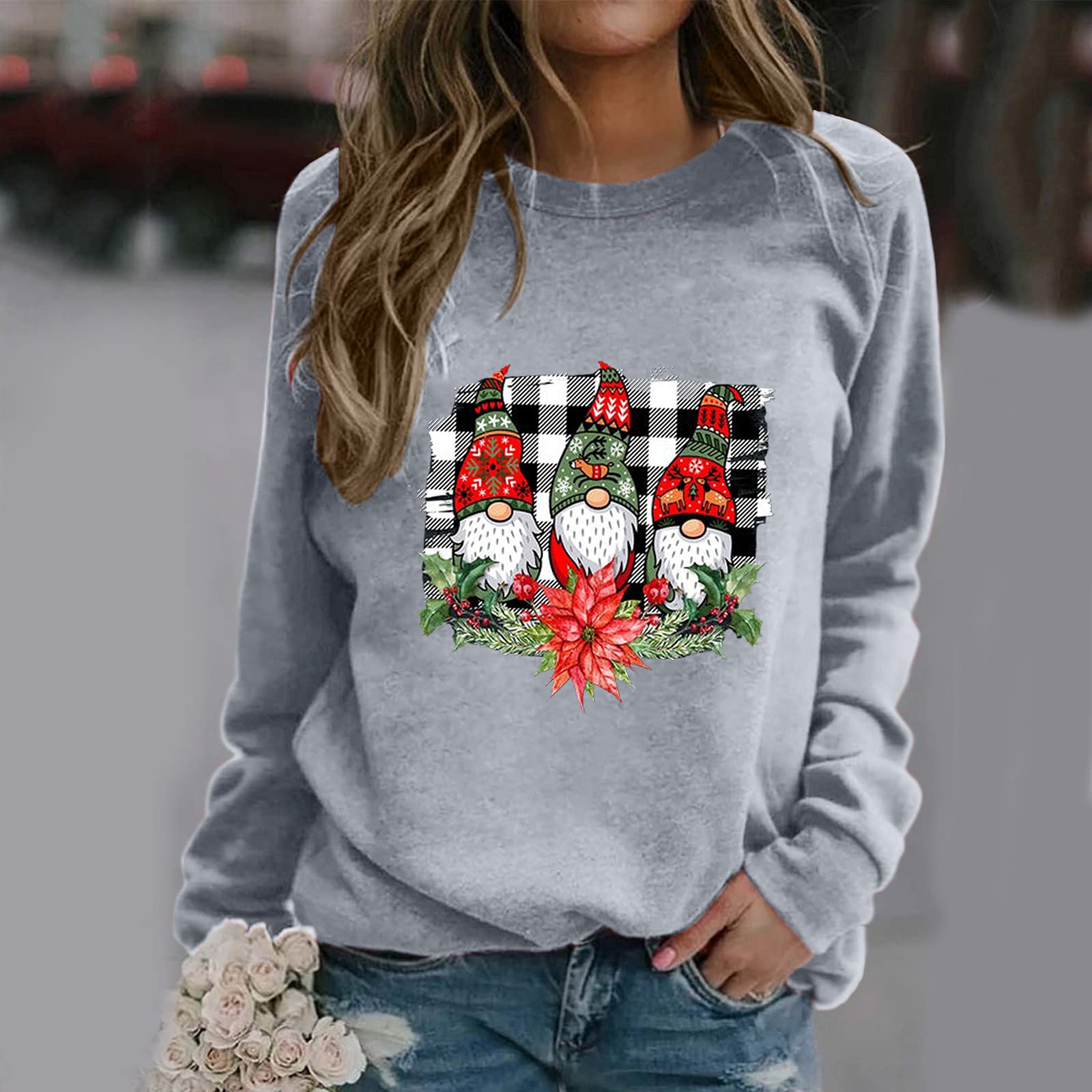 Tunic For Women Tops Plain Fashion Hoodies Long Sleeve Sweatshirts Drop Shoulder Pullover Baseball T-Shirt Grey