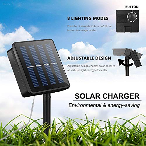 Solar String Lights Rope Lights Outdoor Waterproof 33ft 100 LEDs Holiday Christmas Decorations Fairy Lights (Y-H-GZD-CW)