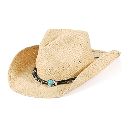 Men & Women's Woven Straw Cowboy Hat Western Outback Hat Shapeable Wide Brim Cowgirl Hat Straw Summer Beach Sun Hat