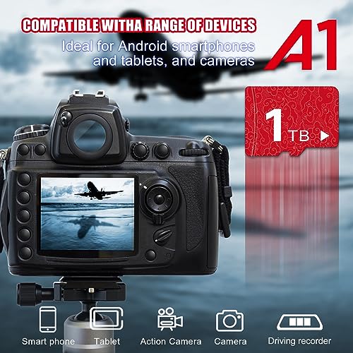 Memory Card 1TB, Flash Memory Card with Adapter Up to 60MB/s, UHS-I, A1, U3, Class10, V30, High Speed Mini TF Card