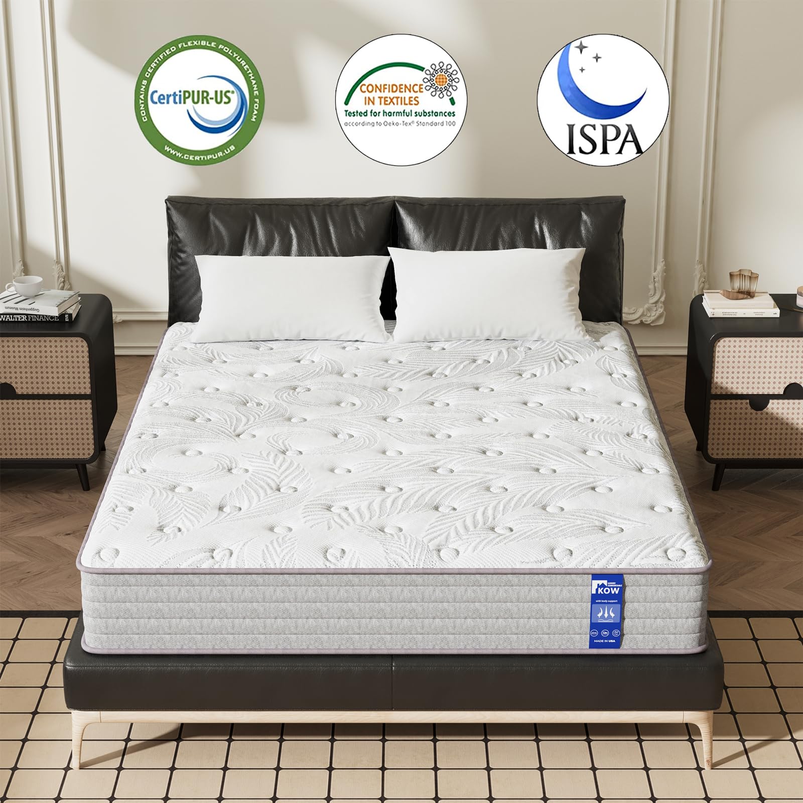 KOW Full Size Mattress 12 Inch Mattress in a Box,Pressure Relief Full Bed Mattress,Individually Pocketed Springs and Memory Foam Mattresses for Edge Support, Medium Firm Feel