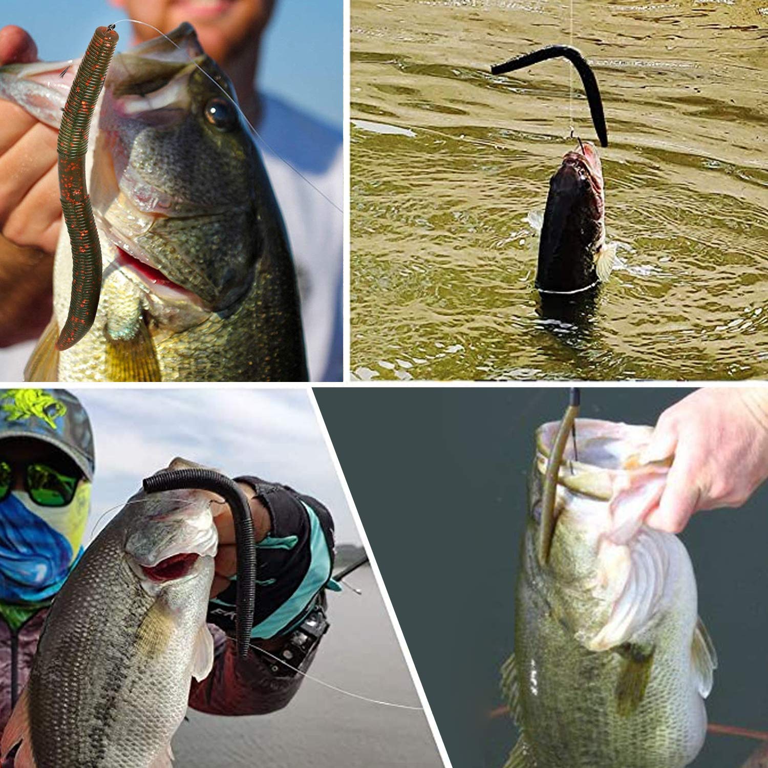 Mgotu Wacky Senko Worms-4'' 5''Soft Plastic Lures,Bass Fishing Baits Kit with Tackle Box Freshwater Saltwater