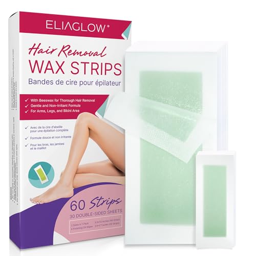 Wax Strips Hair Removal for Women: ELIAGLOW 40 Waxing Strips Dual Sides & 4 Calming Oil Wipes
