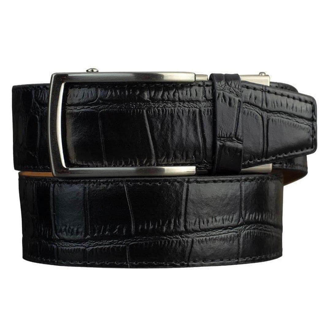 Nexbelt Ratchet Alligator Embossed Leather Premium Dress Belt 2.0 with Adjustable Buckle, Black