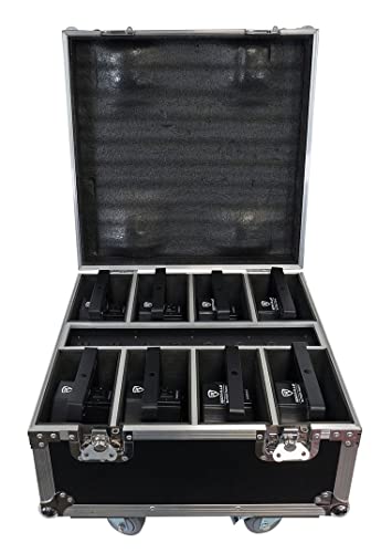 Rockville Battery PAR 61 Pack Black, 8 Pack Rechargeable RGBWA+UV Wash Lights with Charging Flight Case, Includes Remote, 15 Hours Battery Life, Perfect for Events, Parties & DJ Gigs
