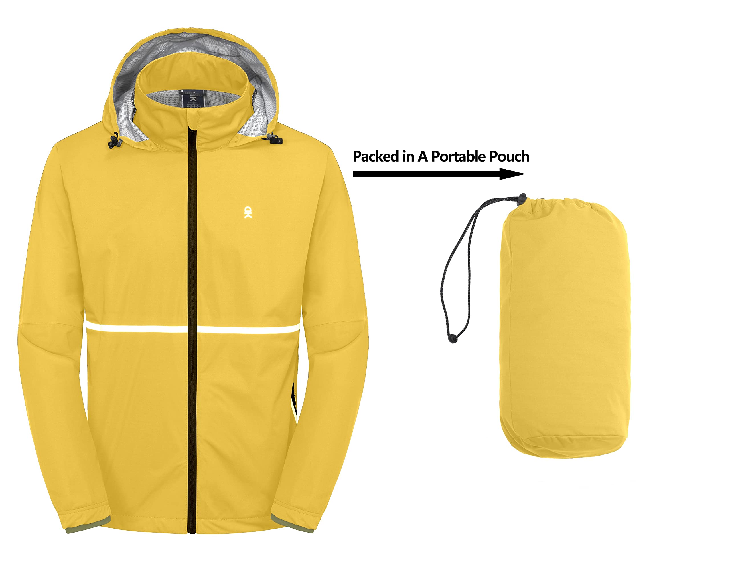Little Donkey Andy Men's Rain Running Jackets Cycling WindBreakers Lightweight Reflective Windproof Yellow L