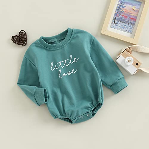 VINMEN Baby Girls Boys Valentines Sweatshirt Romper Letter Embroidery Long Sleeve Valentines Outfit