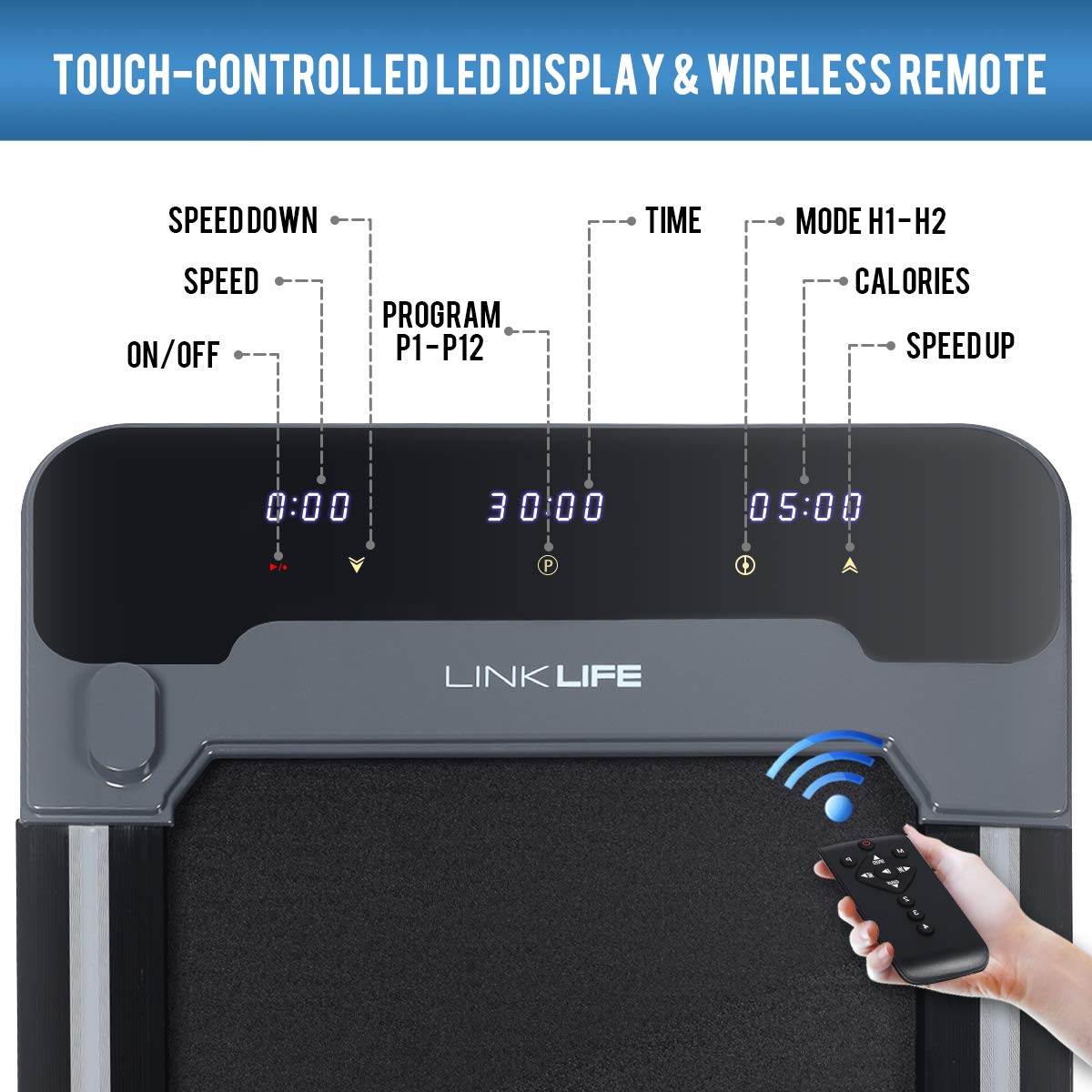 LINKLIFE Willy 2 in 1 Folding Treadmill for Home Portable Electric Treadmill Running Exercise Machine Compact Treadmill Foldable for Home Gym Fitness Workout Jogging Walking, No Installation Required